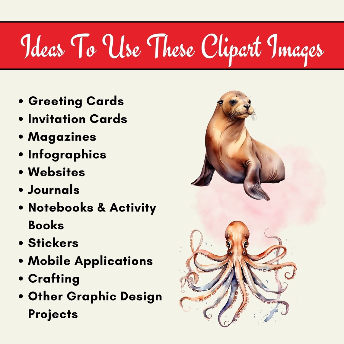 Sea Animal Clipart, Animal Clipart PNG Bundle, 70 PNG Sea Animal ...