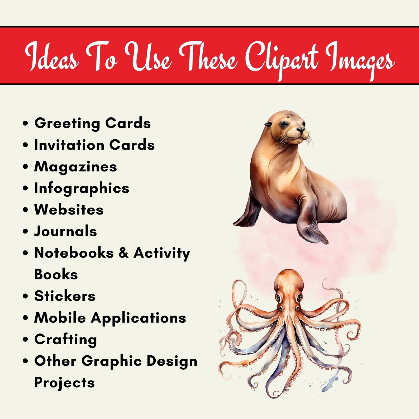 Sea Animal Clipart, Animal Clipart PNG Bundle, 70 PNG Sea Animal ...