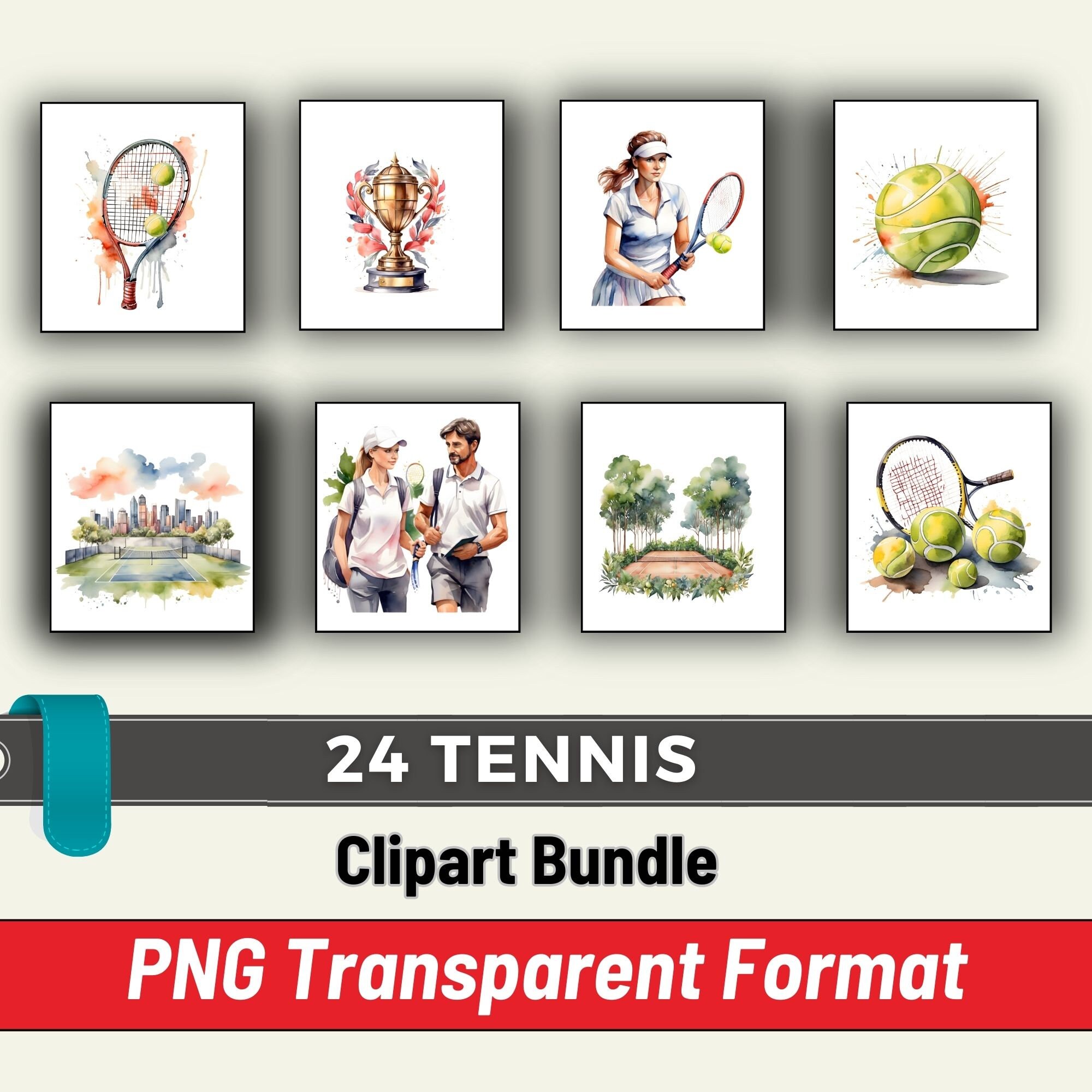 Tennis Clipart, Sports Clipart PNG Bundle, 24 PNG Tennis Clipart Bundle ...