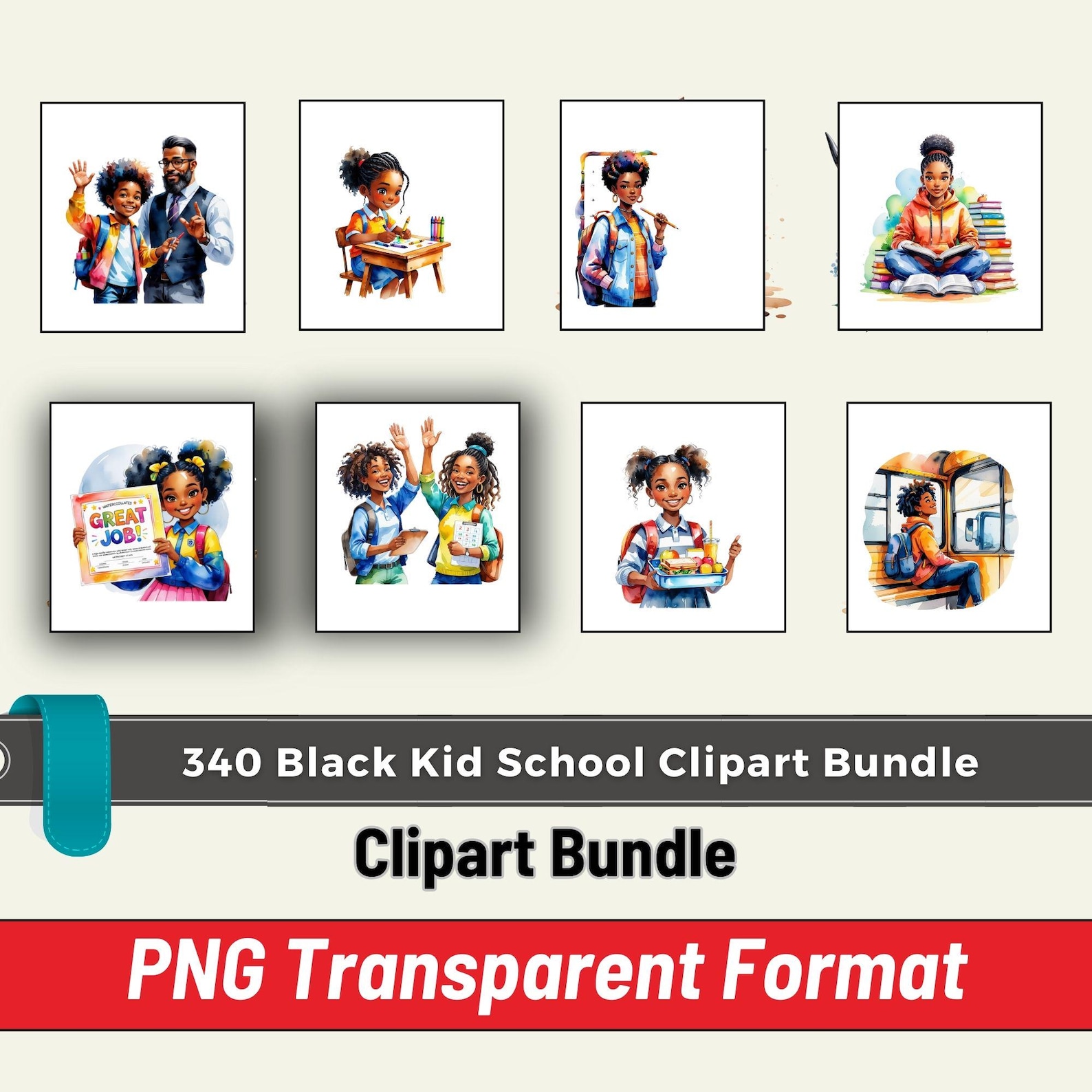 340 Black Kid School Clipart,black Kids PNG Bundle,black Teacher,black ...