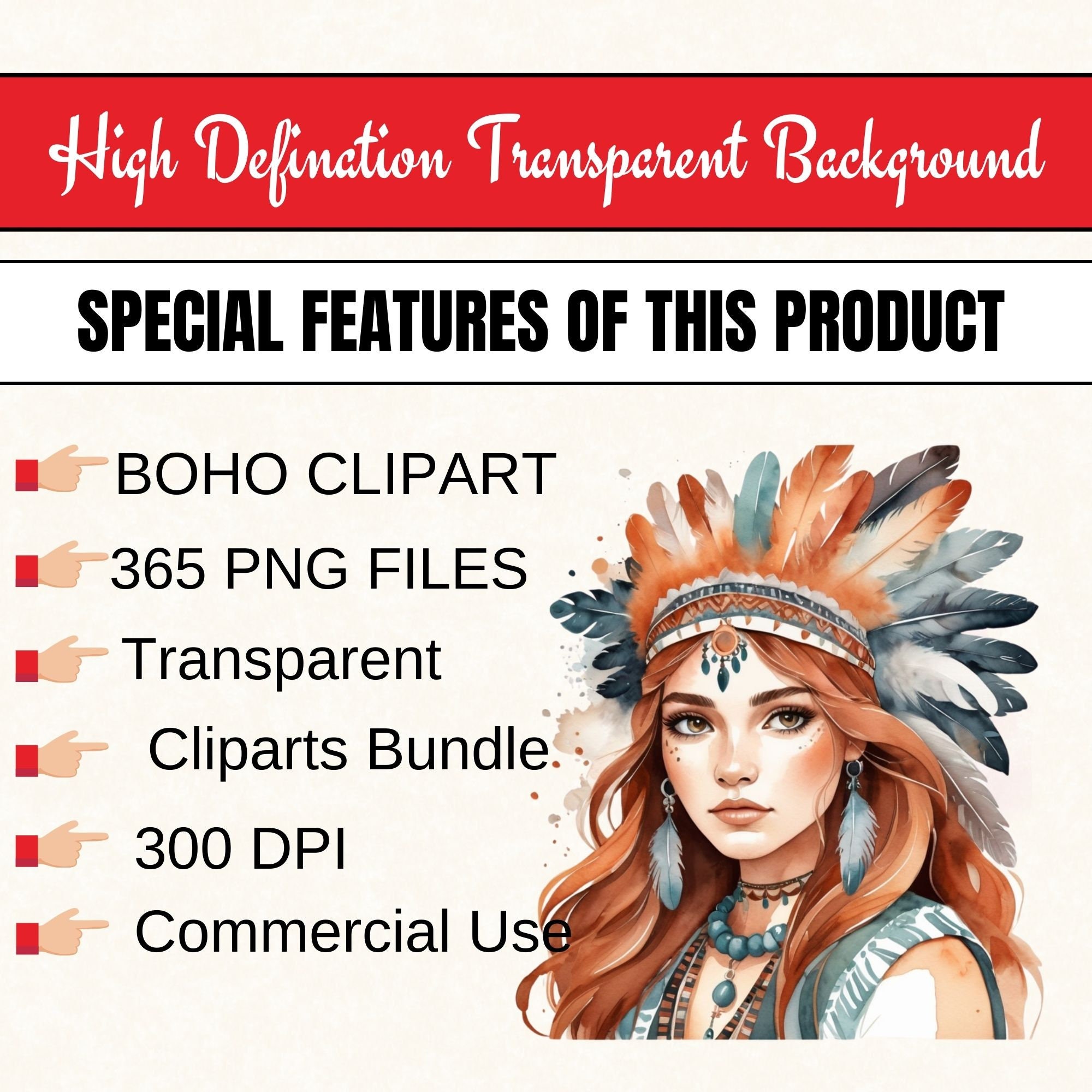 Boho Clipart, Boho Clipart PNG Bundle, 185 PNG Boho Watercolor Clipart ...