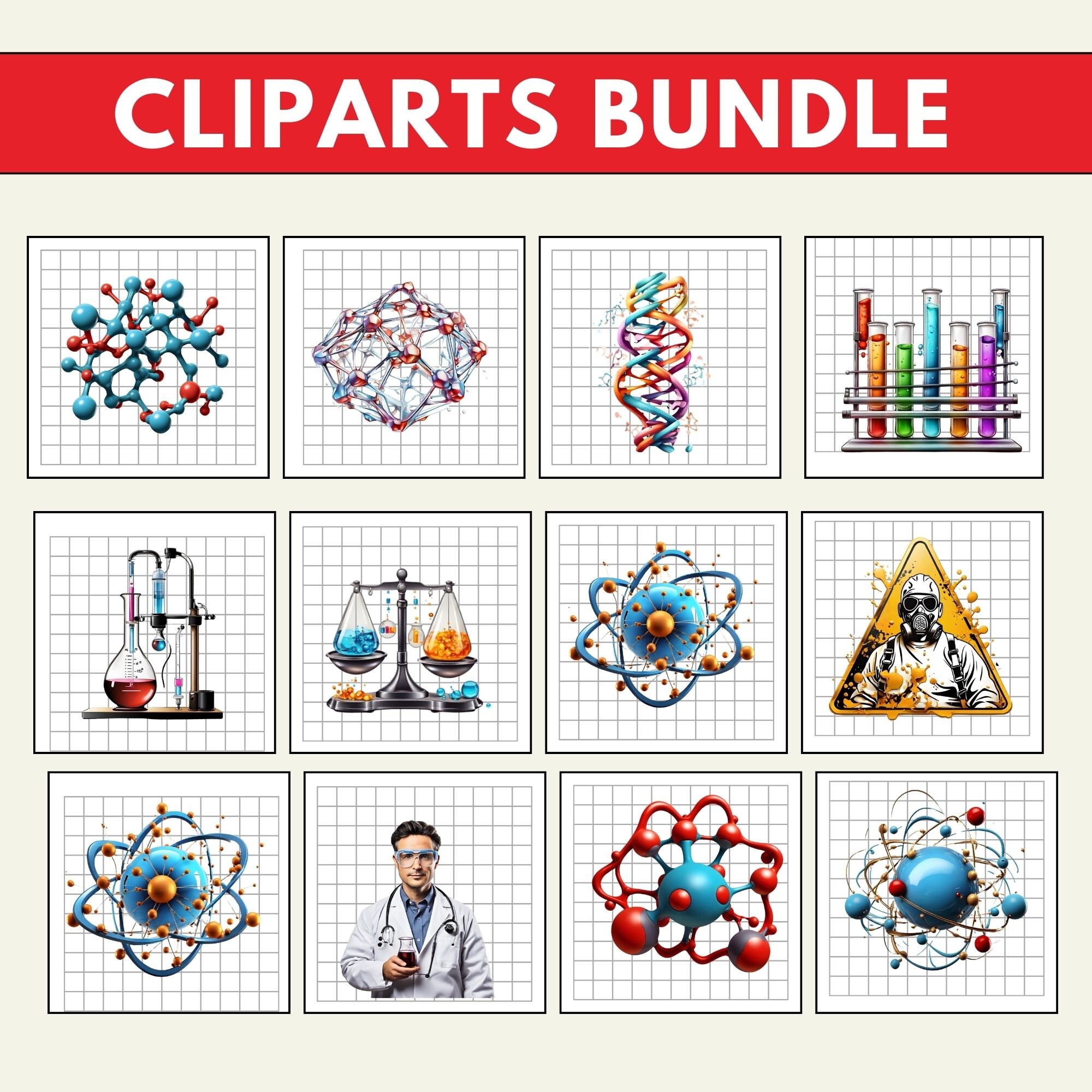 Chemistry Clipart, Study Clipart PNG Bundle, 24 PNG Chemistry Clipart ...