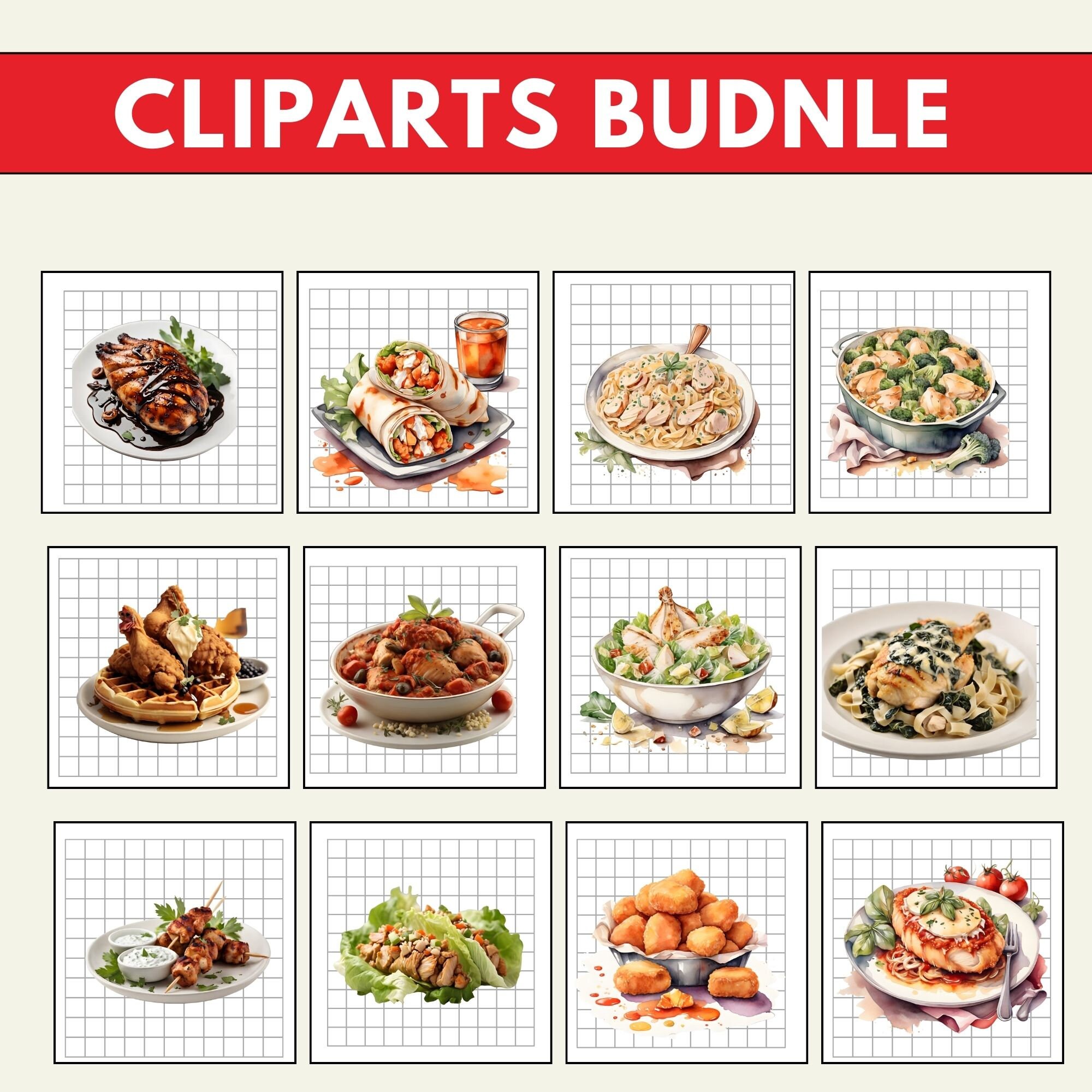 Chicken Clipart, Watercolor Chicken PNG Bundle, 24 Chicken Watercolor ...