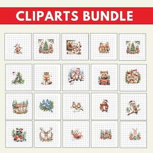 Christmas Woodland Clipart,christmas Clipart PNG Bundle,574 PNG ...