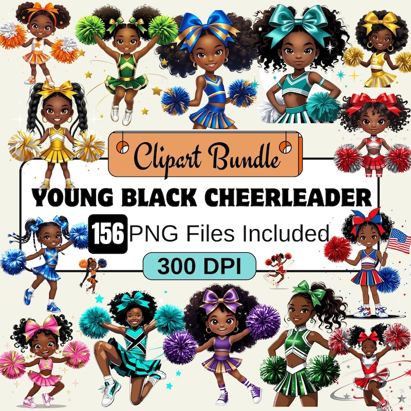 Black and White Cheerleader Clipart - Etsy