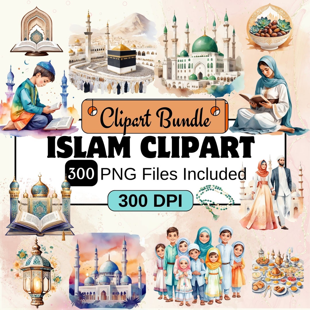 Islam Clipart, Muslim Clipart PNG Bundle, 400 PNG Islam Clipart Bundle ...