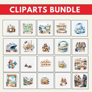 Travel Clipart Bundle, Vacation Holiday Graphics, 225 Travel Clipart ...