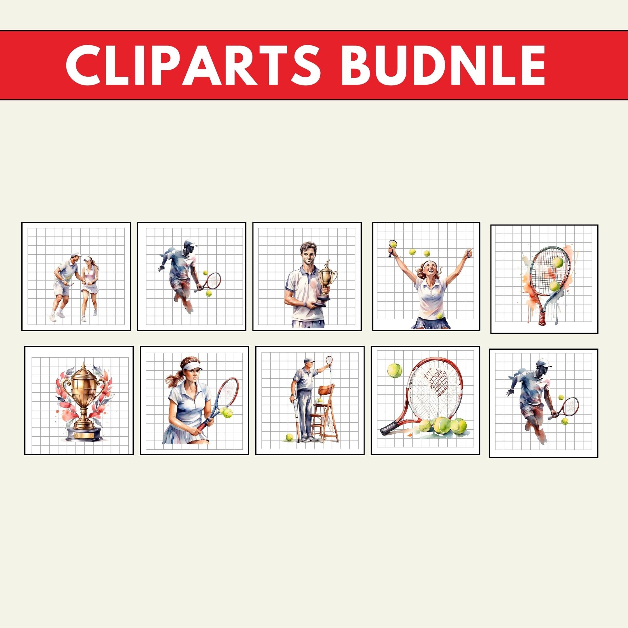 Tennis Clipart, Sports Clipart PNG Bundle, 24 PNG Tennis Clipart Bundle ...