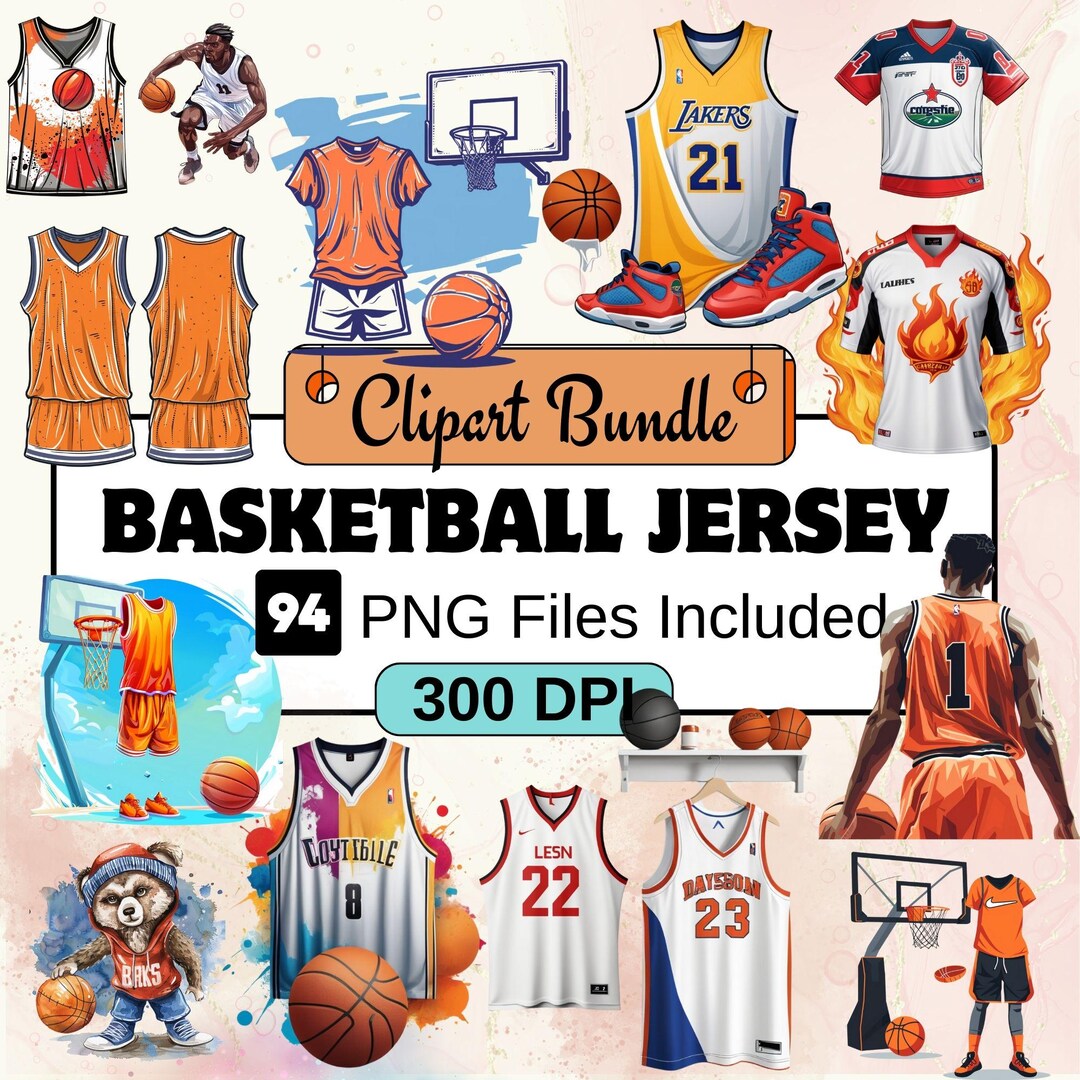 Beautiful Basketball Jersey Clipart, Basketball Clipart Bundle, 94 PNG ...