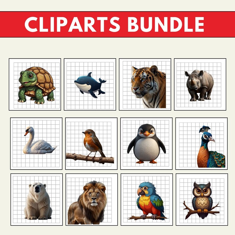 Cartoon Animal Clipart, Animal Clipart PNG Bundle, 24 PNG Cartoon ...