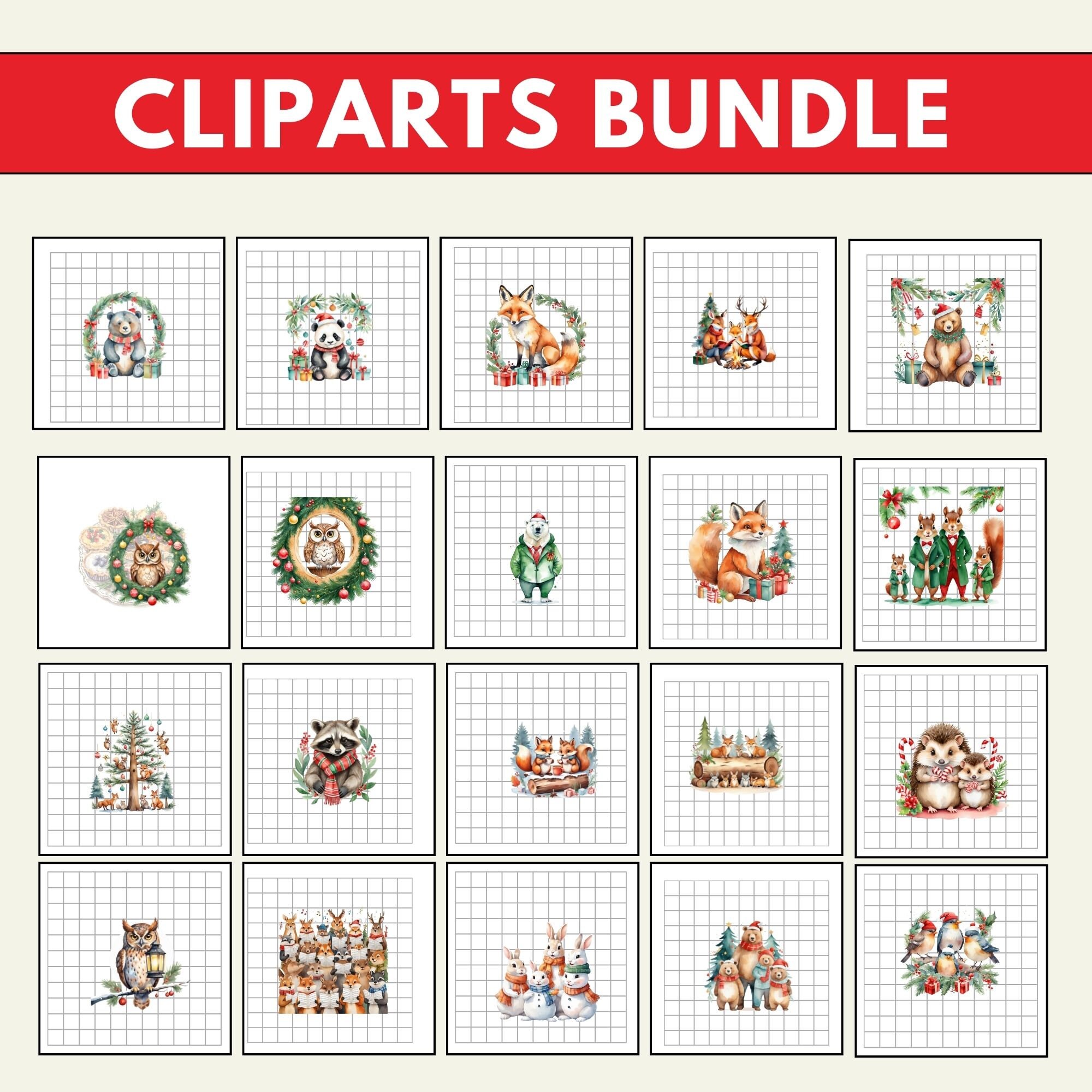 Christmas Woodland Clipart,christmas Clipart PNG Bundle,574 PNG ...