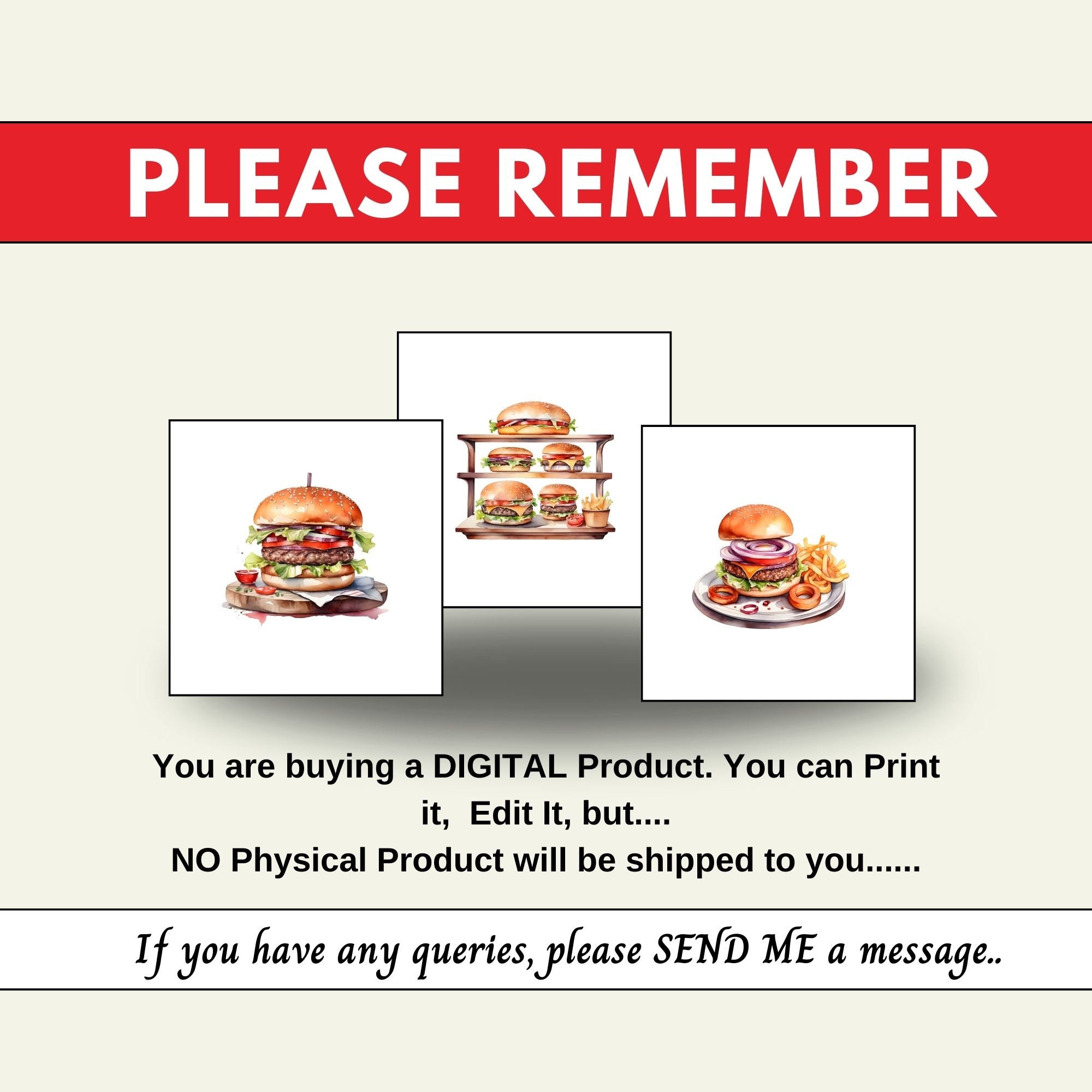 Burger Clipart, Watercolor Burger PNG Bundle, 24 PNG Burger Clipart ...