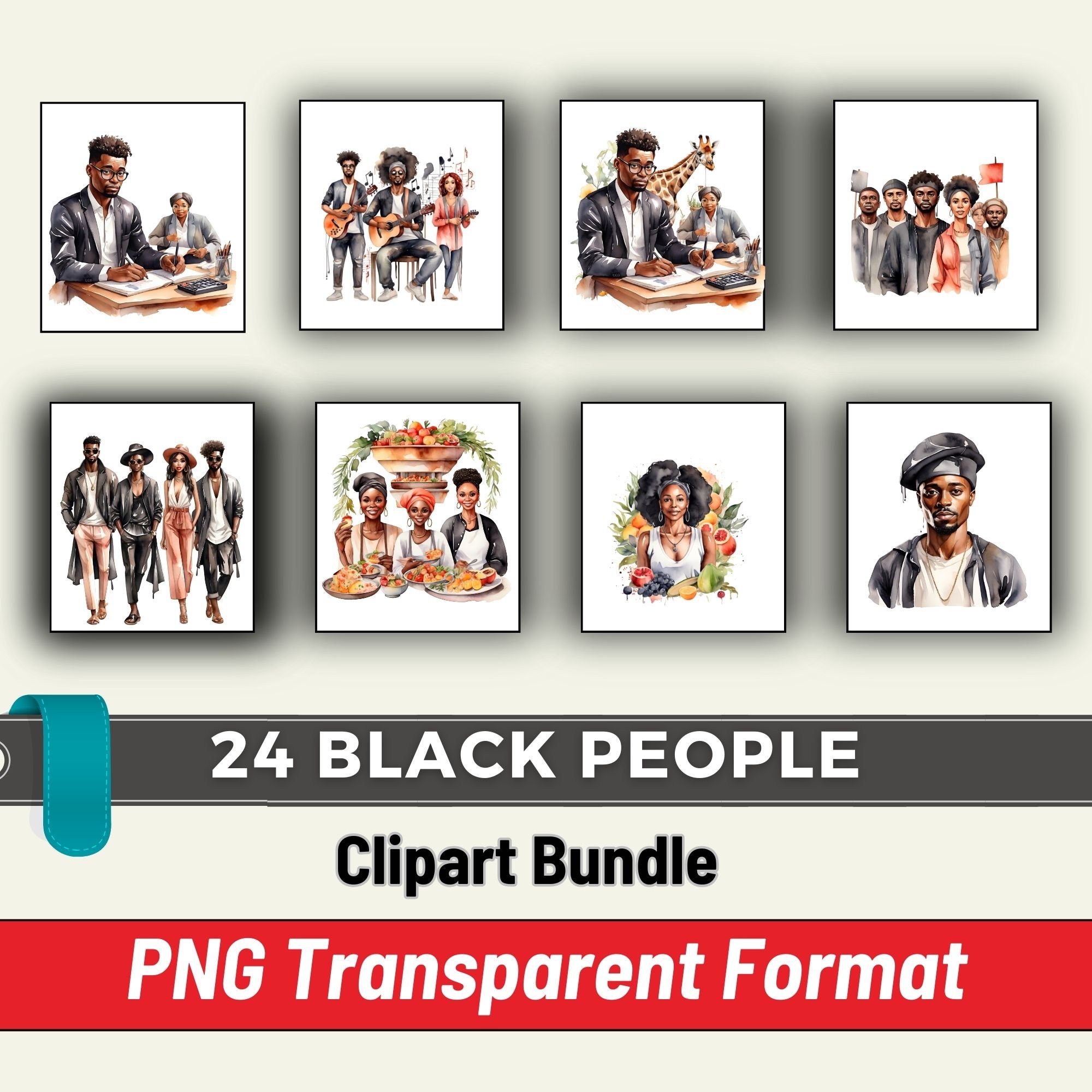 Black People Clipart, People Clipart PNG Bundle, 24 PNG Black People ...