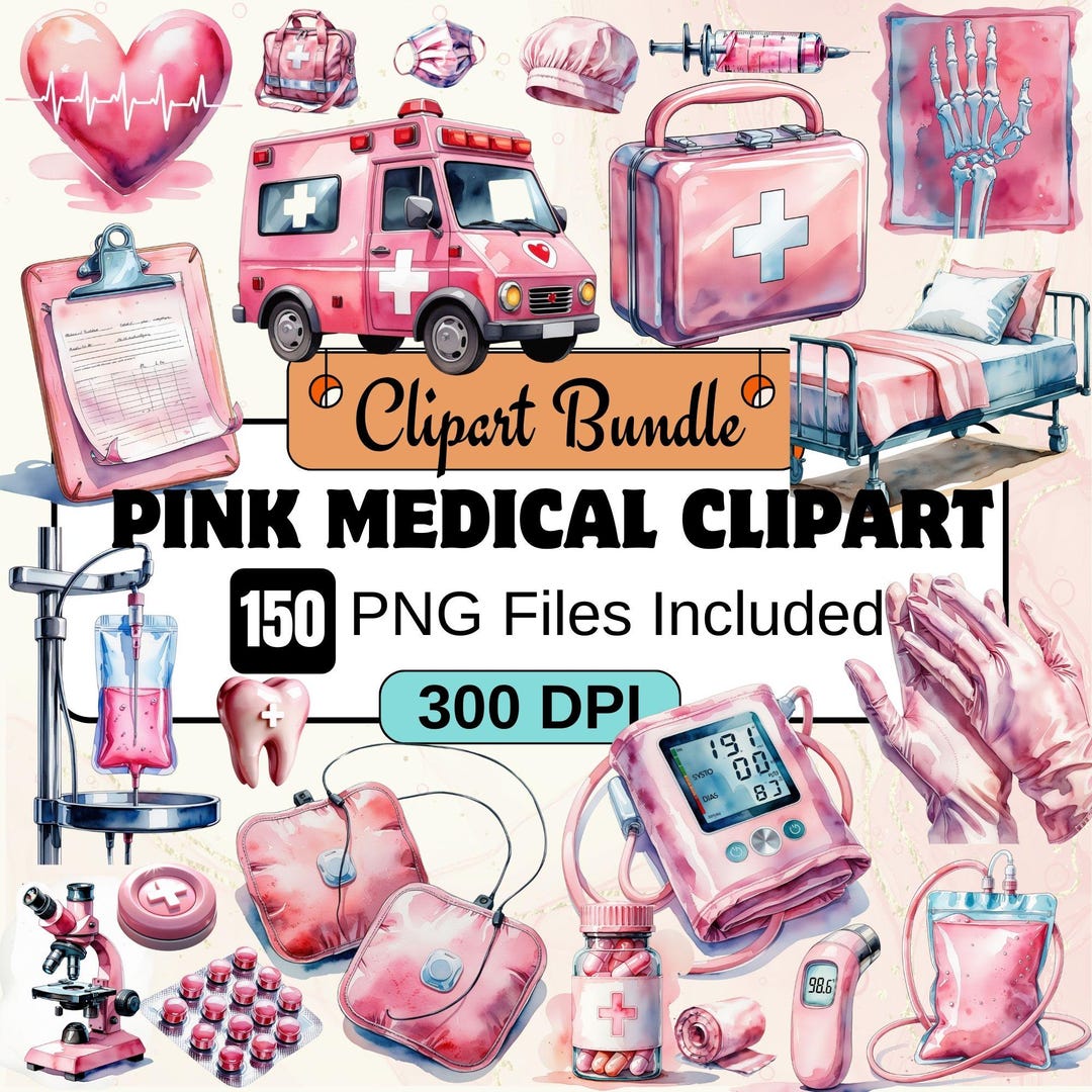 Medical Clipart PNG Bundle,pink Healthcare Elements Png,doctor and ...