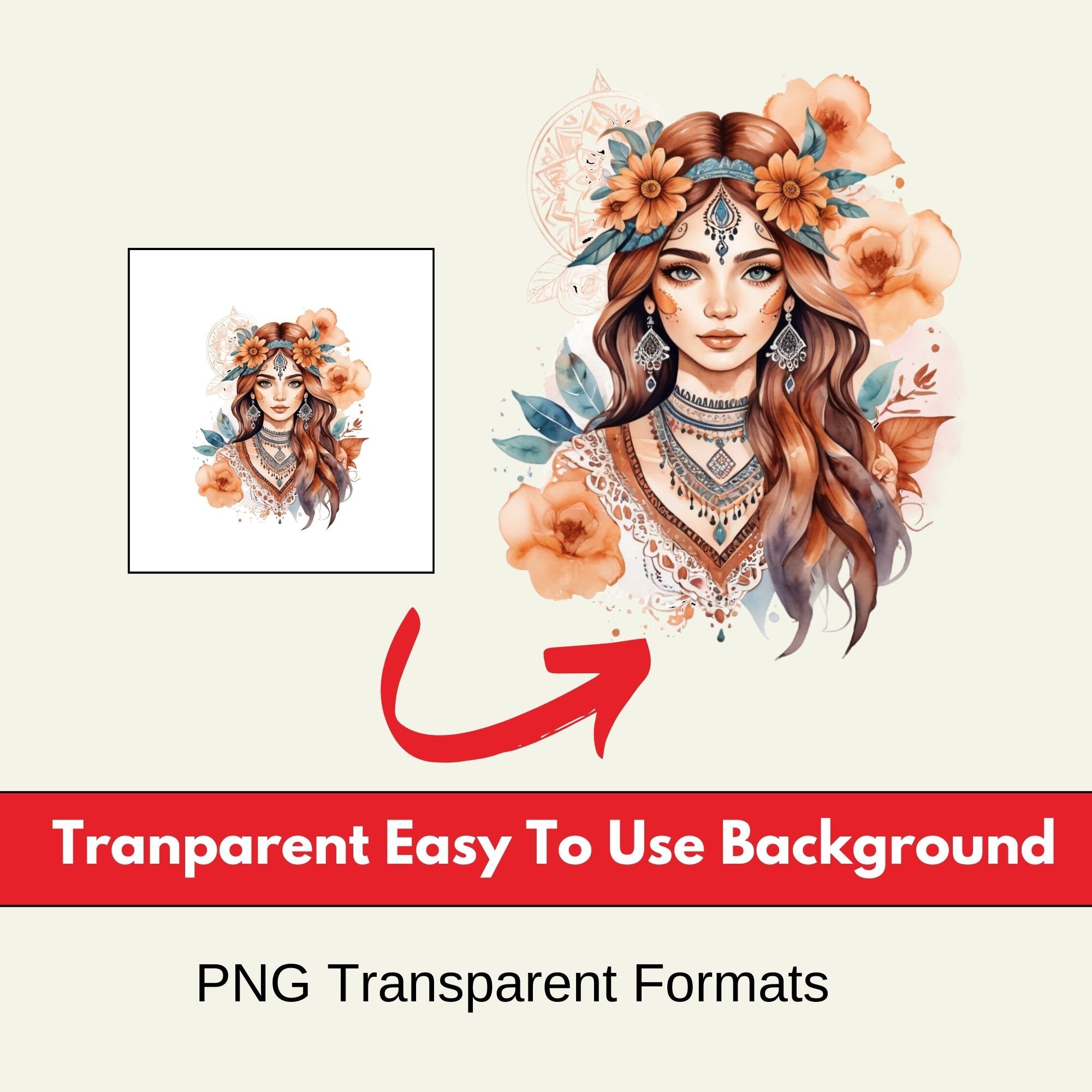 Boho Clipart, Boho Clipart PNG Bundle, 185 PNG Boho Watercolor Clipart ...