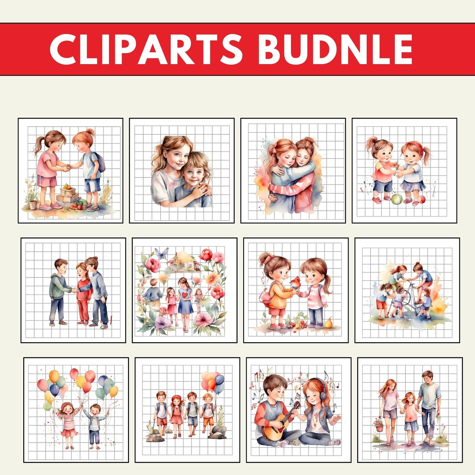 Siblings Clipart, Family Clipart PNG Bundle, 24 PNG Siblings Clipart ...