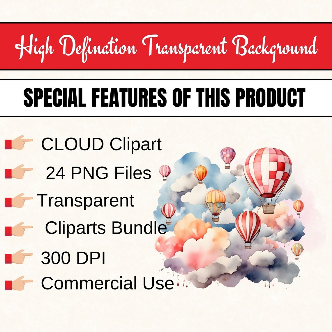 Cloud Clipart, Weather Clipart PNG Bundle, 24 PNG Cloud Clipart Bundle ...