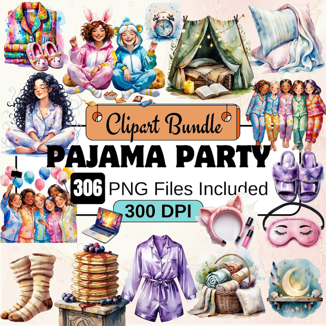 306 Pajama Party Clipart, Best Friends Clipart, Besties Clipart ...