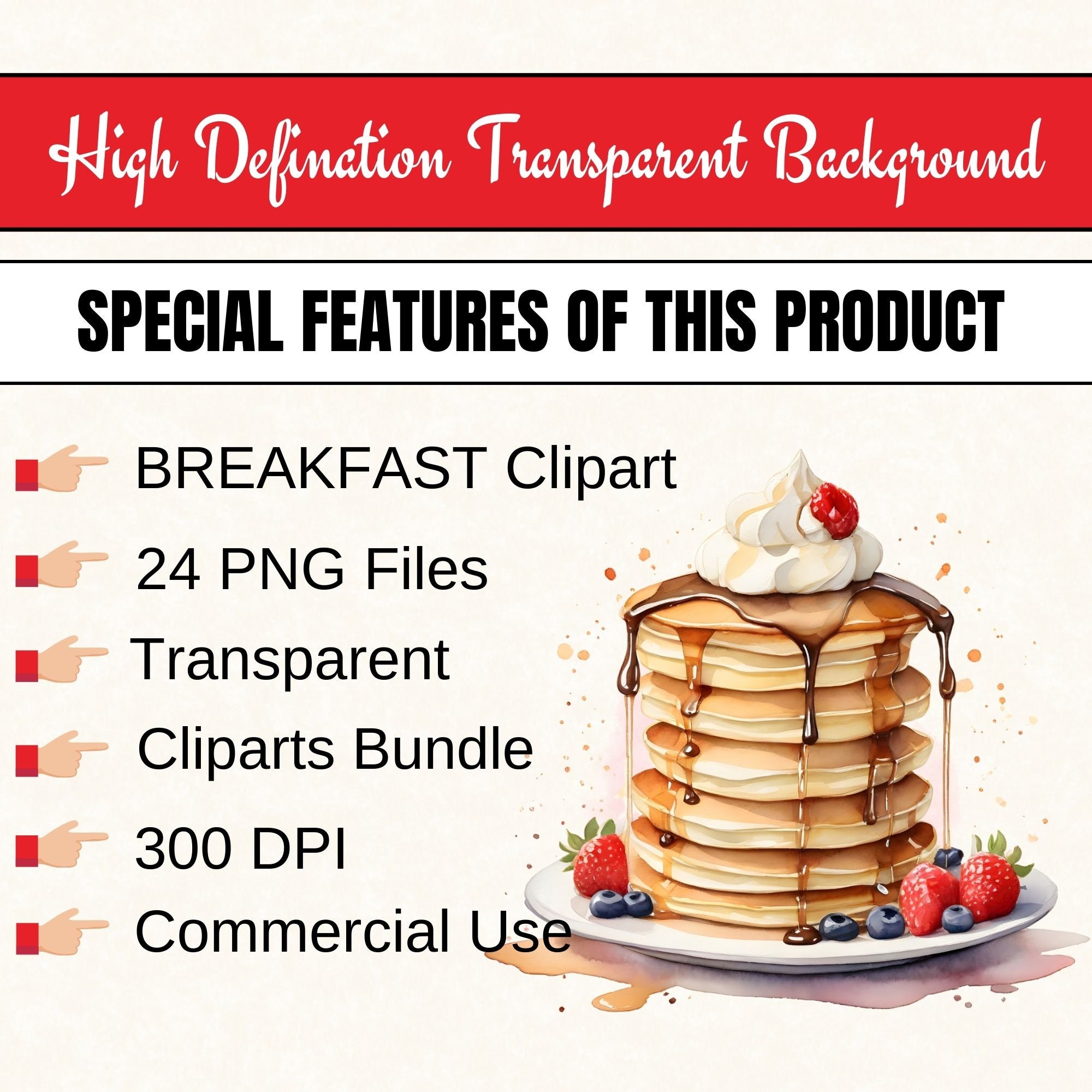 Breakfast Clipart, Food Clipart PNG Bundle, 24 PNG Breakfast Clipart ...