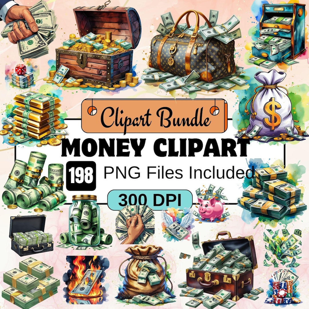 Money Clipart,watercolor Money Images,raining Money Png,seamless Money ...