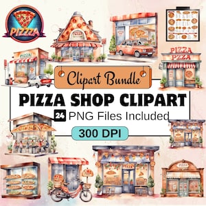 Pizza Shop Clipart, Food Clipart PNG Bundle, 24 PNG Pizza Shop Clipart ...