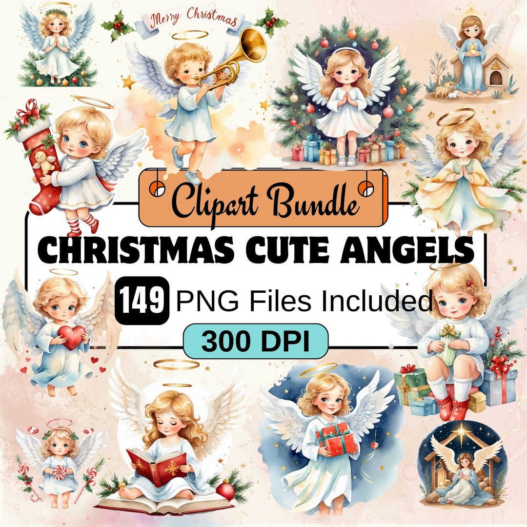 Angels Christmas Clipart,christmas Angels Clipart PNG Bundle,149 PNG ...