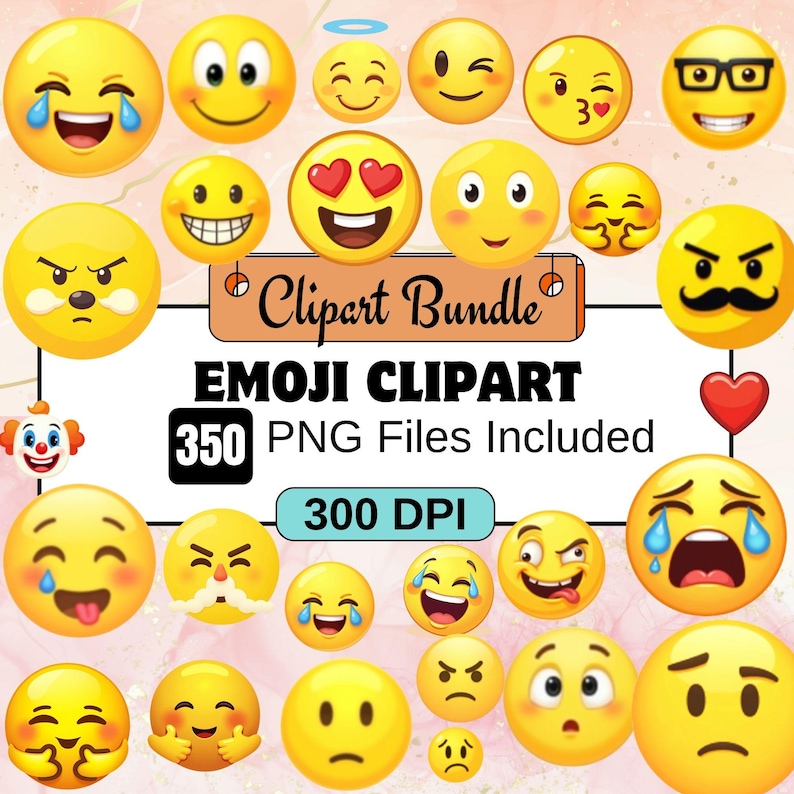 Emoji PNG Clipart,cute Emoji Illustration Set,smiley Faces Digital ...