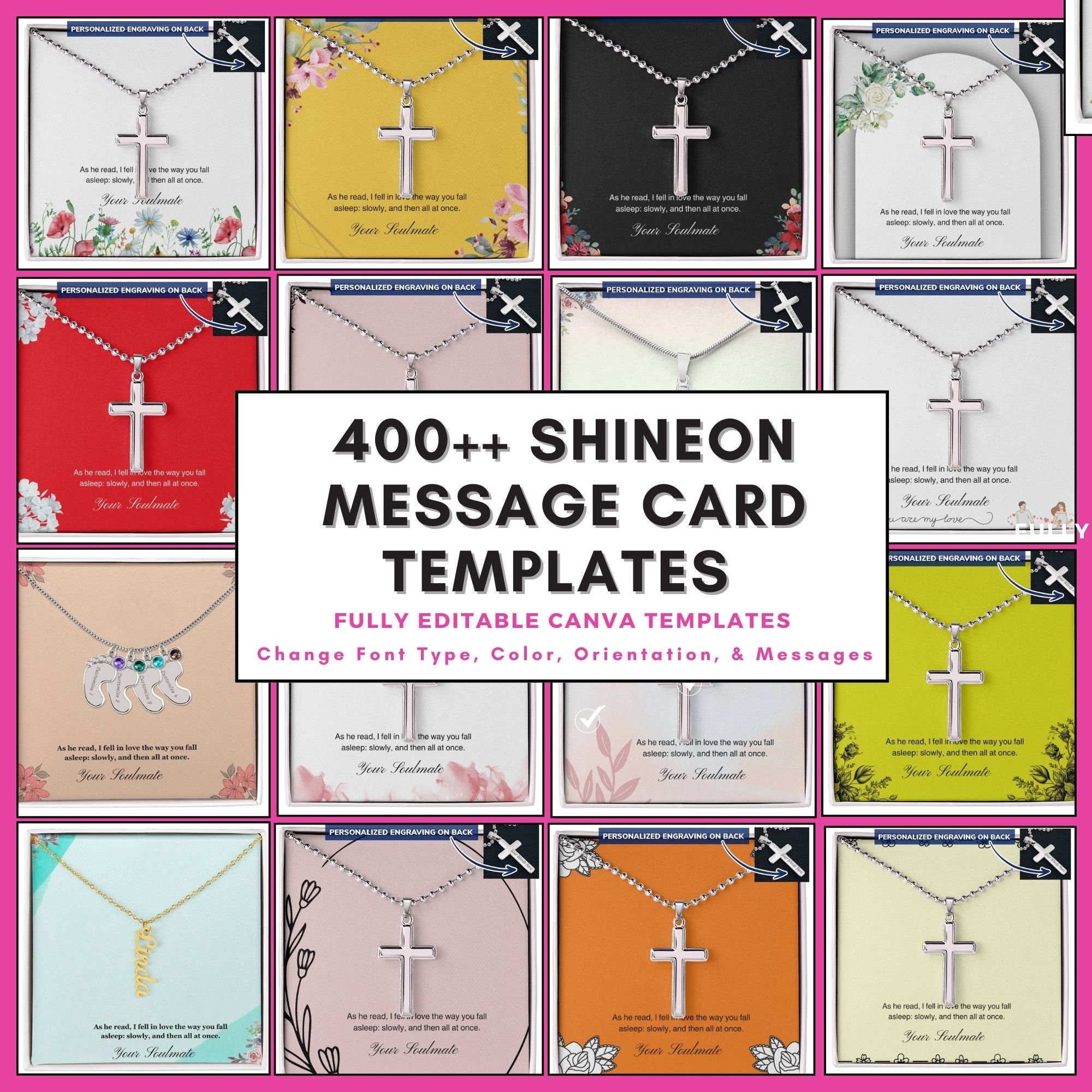 400++ Shineon Message Card Template Bundle, Canva Editable Shineon ...