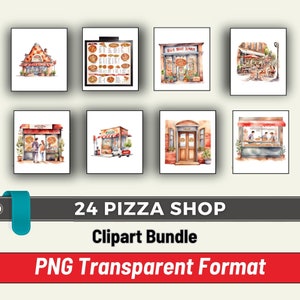 Pizza Shop Clipart, Food Clipart PNG Bundle, 24 PNG Pizza Shop Clipart ...