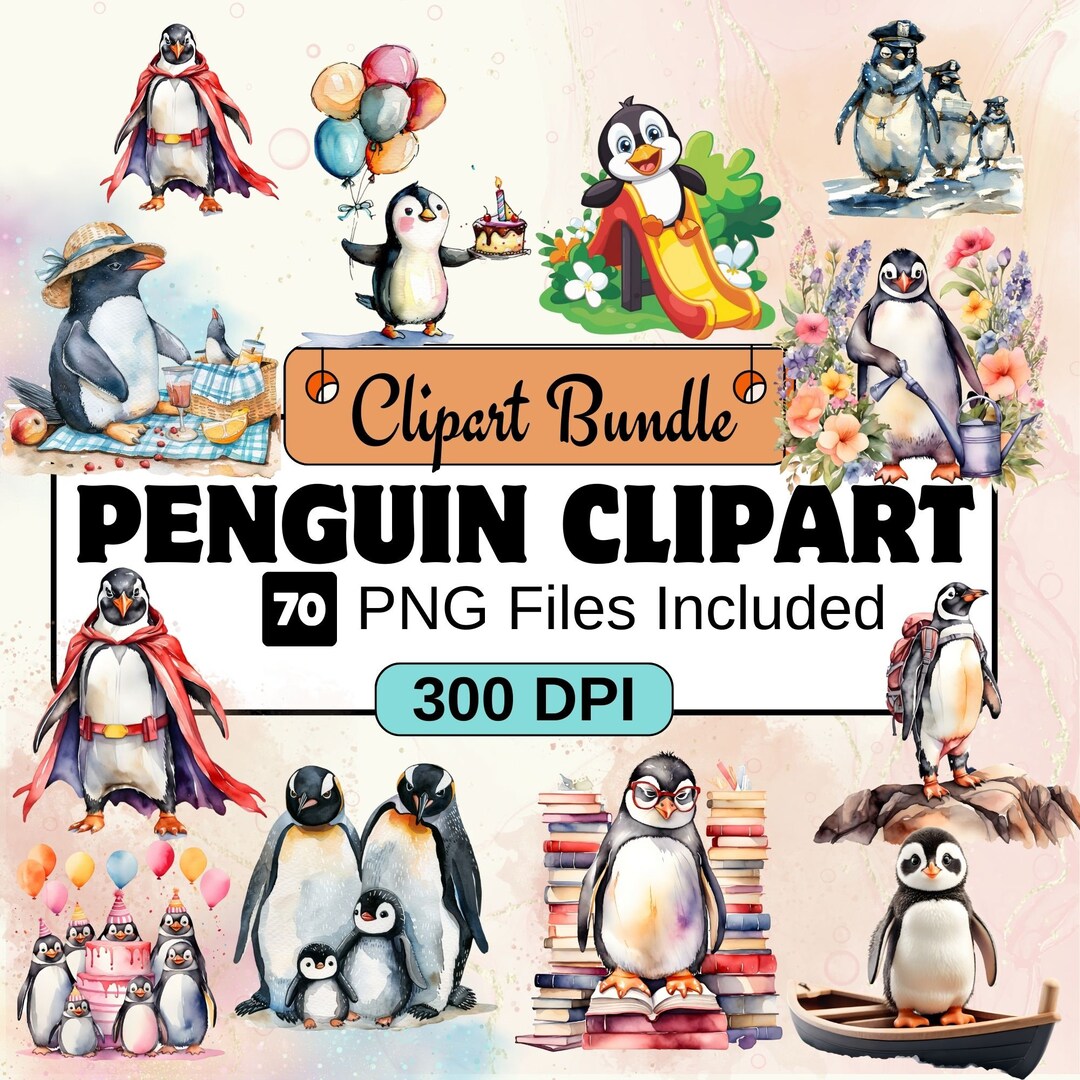 Penguin Clipart, Animal Clipart PNG Bundle, 24 PNG Penguin Clipart ...