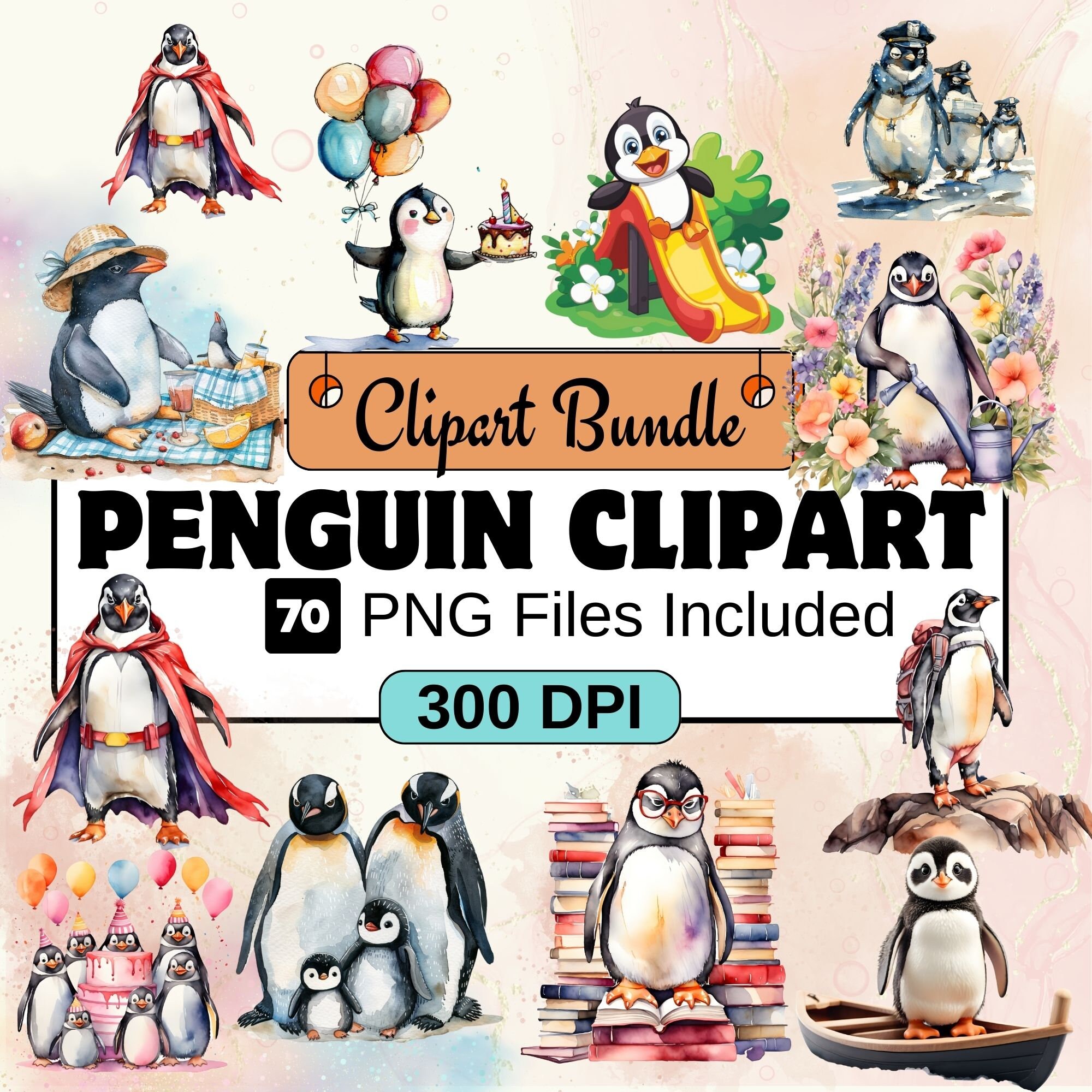 Penguin Clipart, Animal Clipart PNG Bundle, 24 PNG Penguin Clipart ...