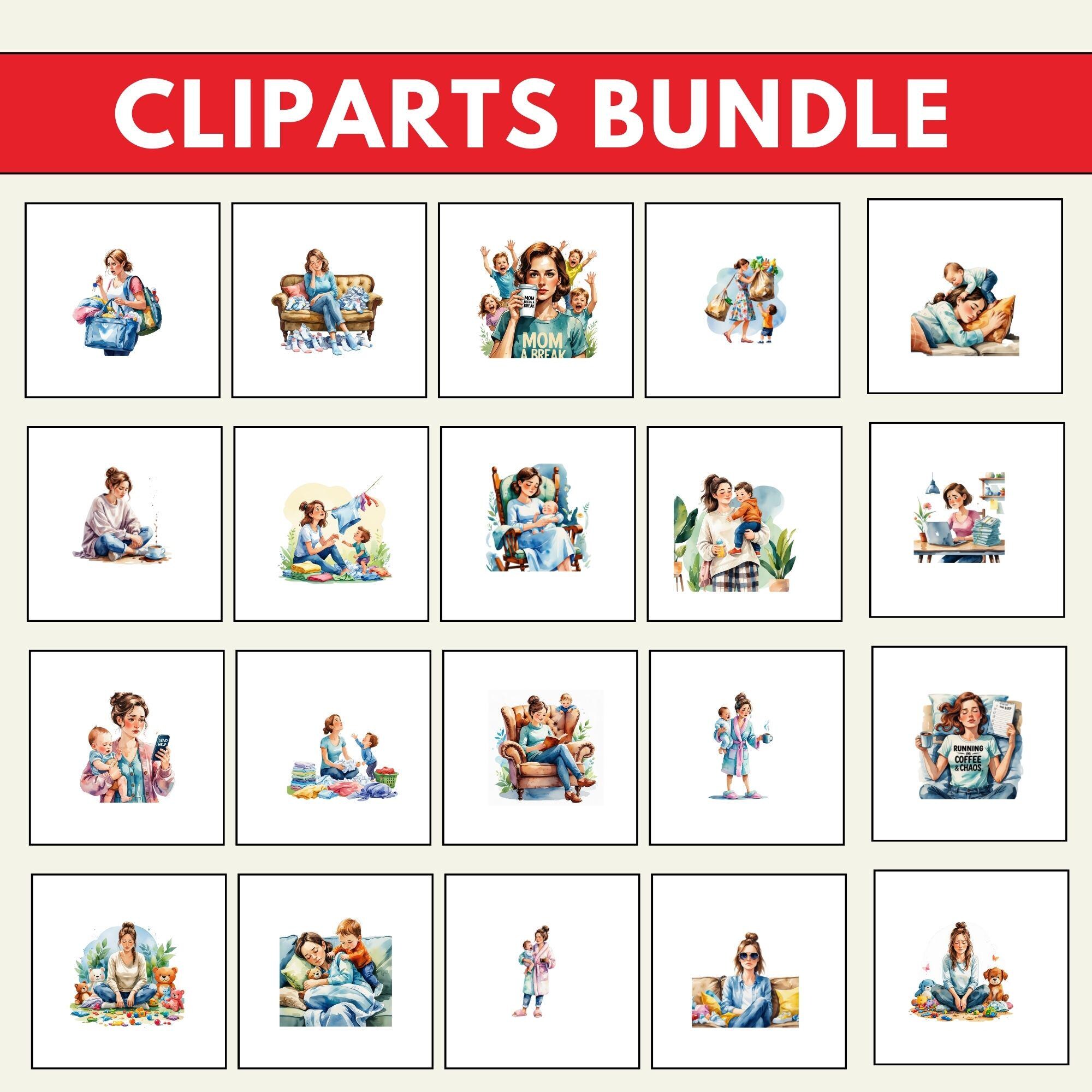 174 Exhausted Mom PNG Clipart,tired Mom Clipart PNG Bundle,mother's Day ...