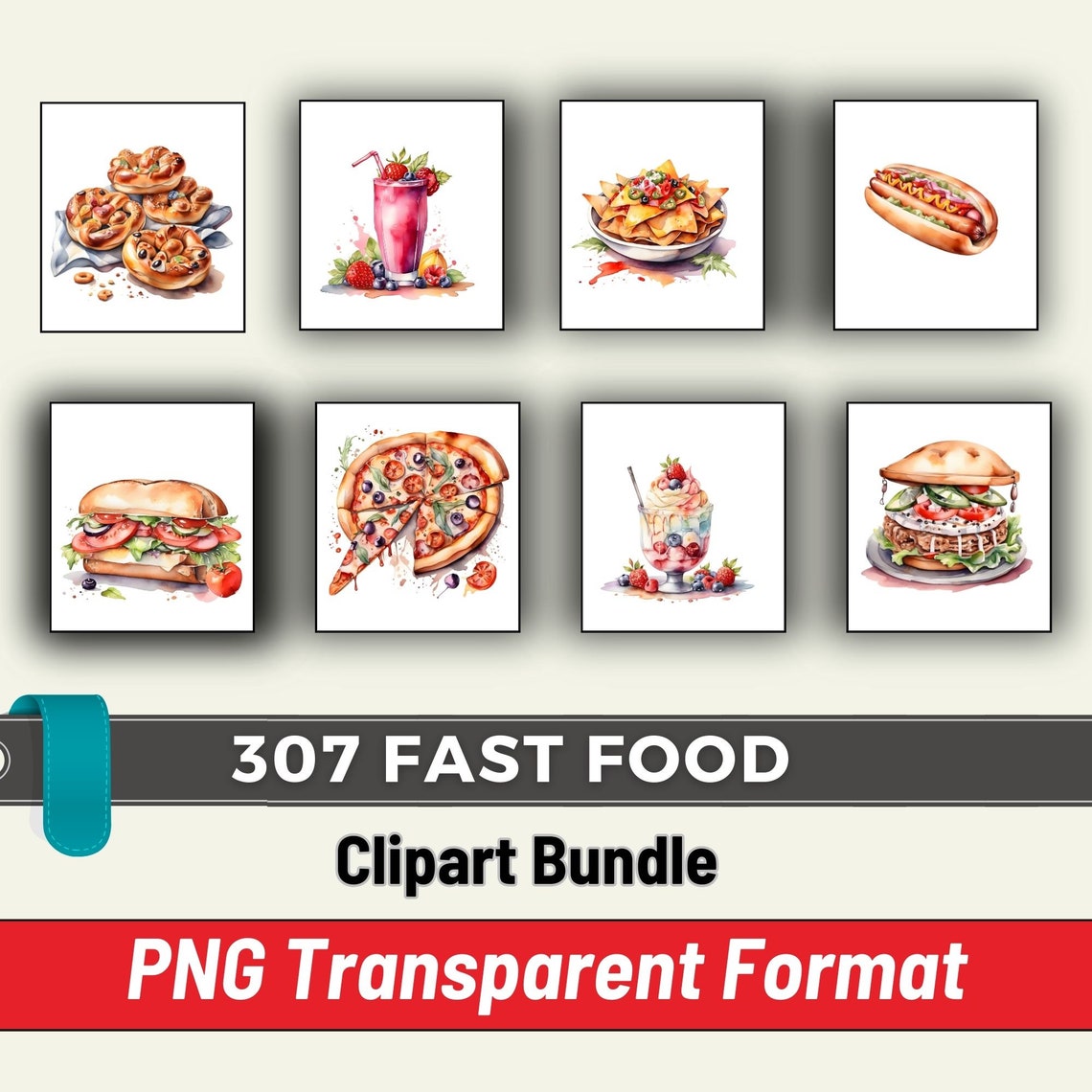 Fastfood Clipart, Junk Food Clipart PNG Bundle, 24 PNG Fast Food ...