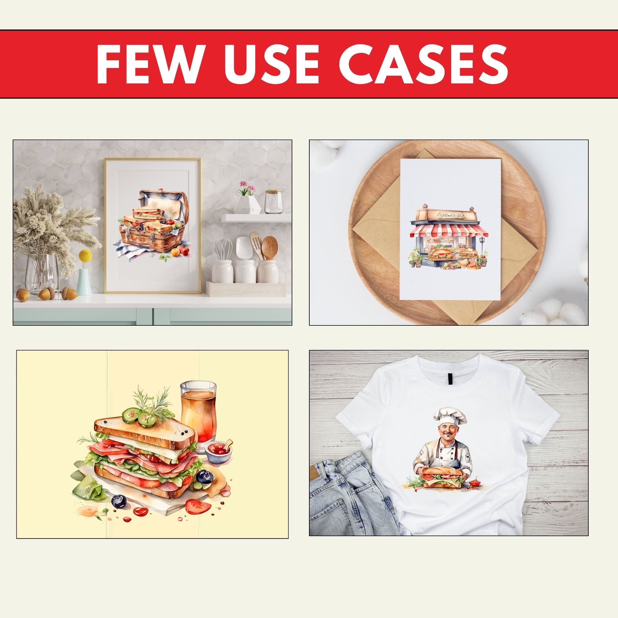 Sandwich Clipart, Watercolor Sandwich, Food Clipart, PNG Bundle, 24 ...