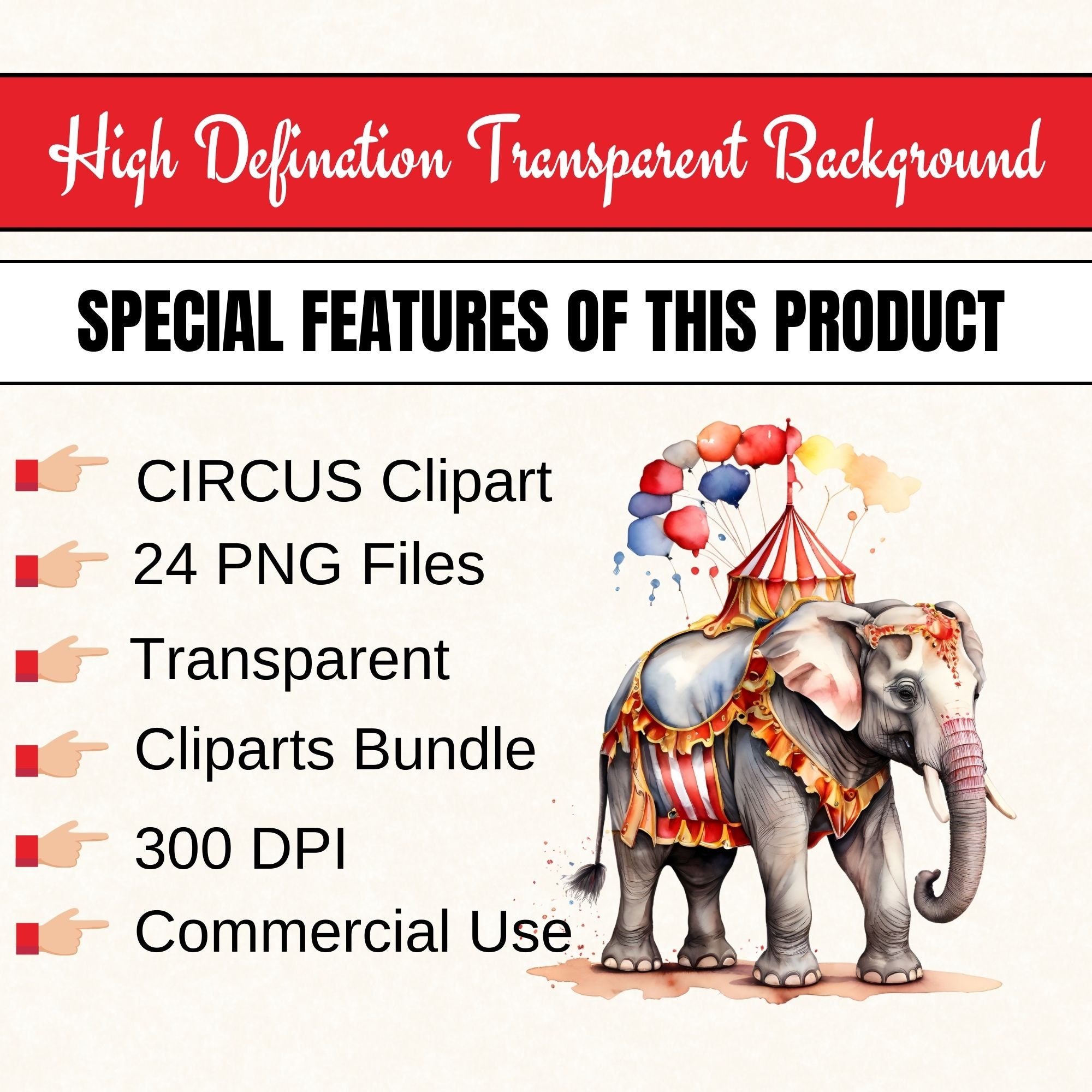 Circus Clipart, Circus Animal Clipart PNG Bundle, 24 PNG Circus Clipart ...