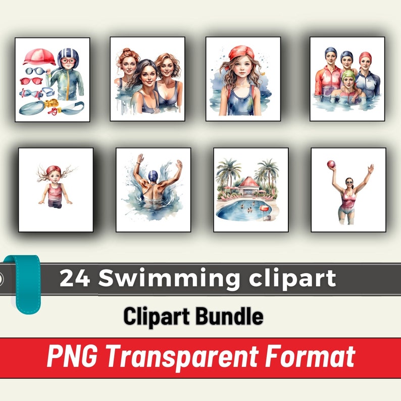 Swimming Clipart, Sports Clipart PNG Bundle, 24 PNG Swimming Clipart ...