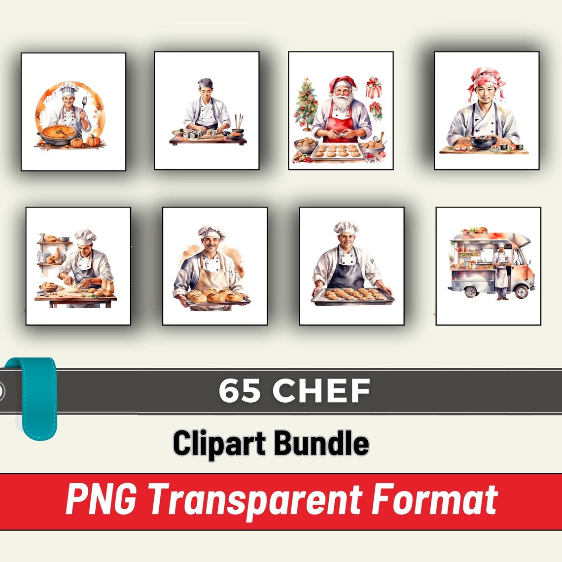 Chef Clipart, Kitchen Clipart PNG Bundle, 65 PNG Chef Clipart Bundle ...