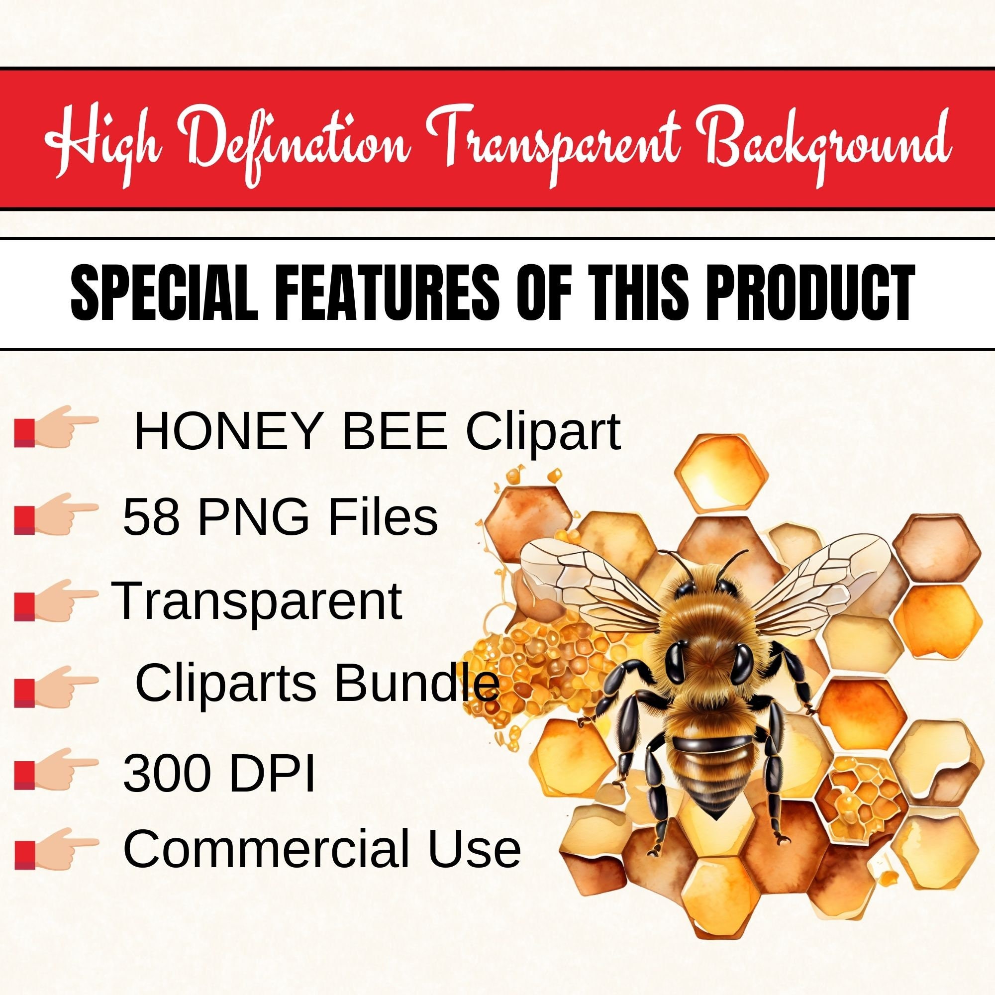 Honey Bee Clipart, Animal Clipart PNG Bundle, 24 PNG Honey Bee Clipart ...