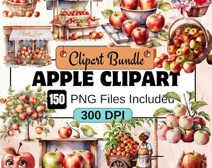 Apple Clipart, Fruits Clipart Bundle, All About Apple Clipart, Apple ...