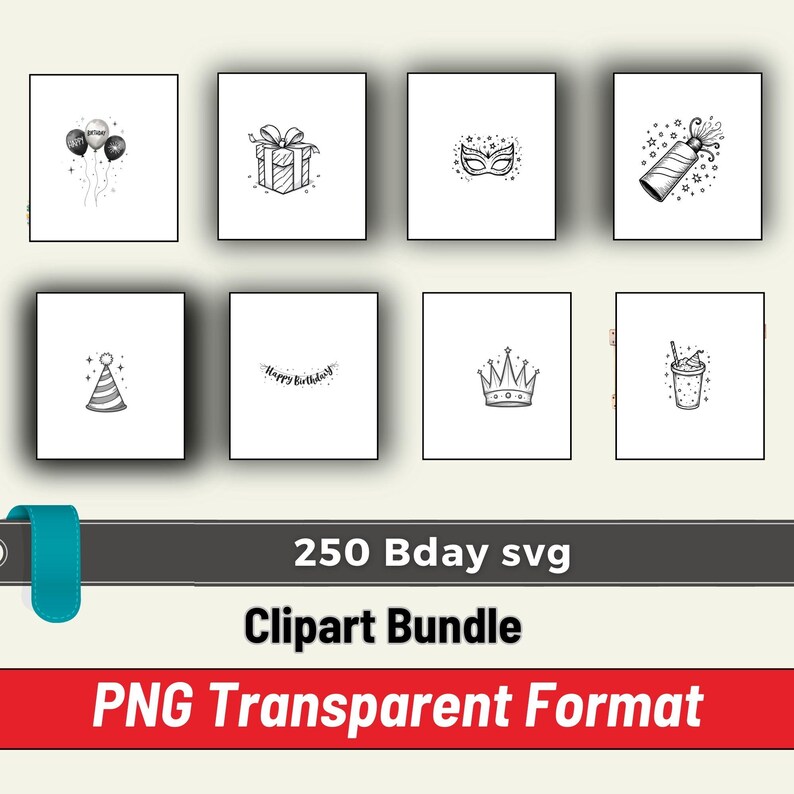 Happy Birthday SVG Bundle,250 Doodle Birthday Designs,birthday Clipart ...