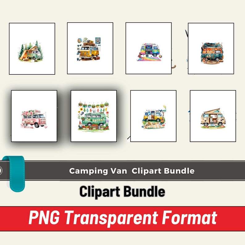 179camping Van Clipart,camping Clipart PNG Bundle,watercolor Caravan ...