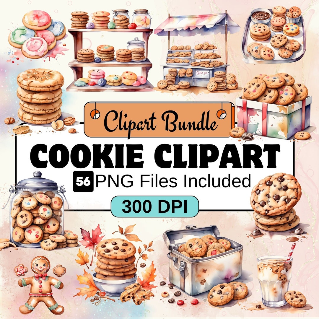 Cookie Clipart, Food Clipart PNG Bundle, 24 PNG Cupcake Clipart Bundle ...