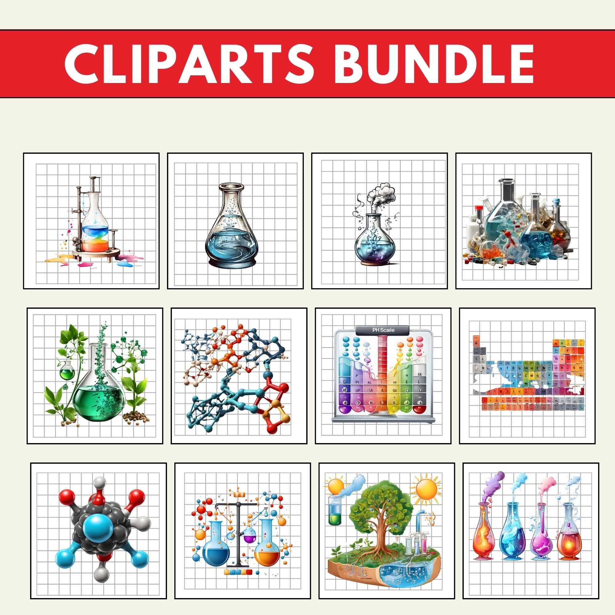Chemistry Clipart, Study Clipart PNG Bundle, 24 PNG Chemistry Clipart ...