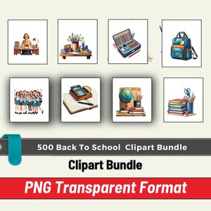 500 Back to School Clipart Set Bundle,school Printable, Pastel School ...