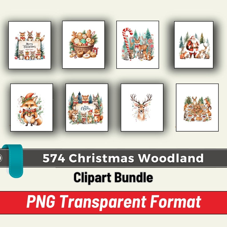 Christmas Woodland Clipart,christmas Clipart PNG Bundle,574 PNG ...