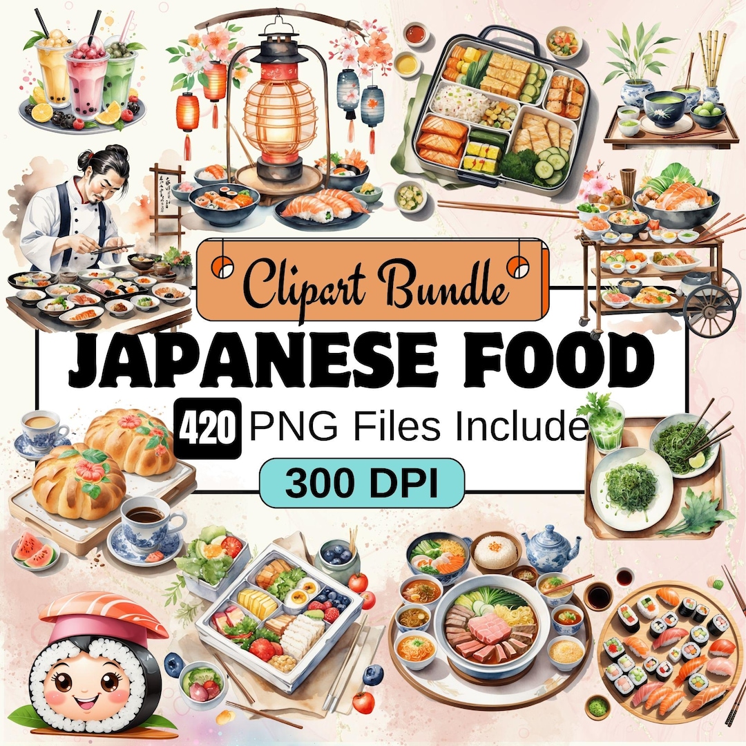 Japanese Food Clipart, Japan Food Clipart PNG Bundle, 420 PNG Japanese ...