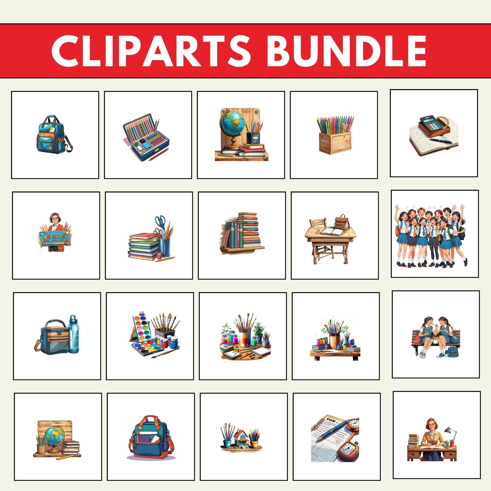 500 Back to School Clipart Set Bundle,school Printable, Pastel School ...