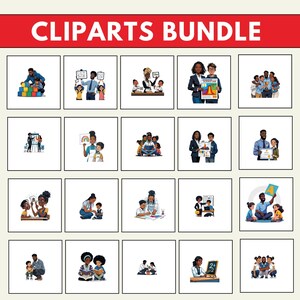 249 Black Teacher Clipart,school Clipart PNG Bundle,classroom Education ...