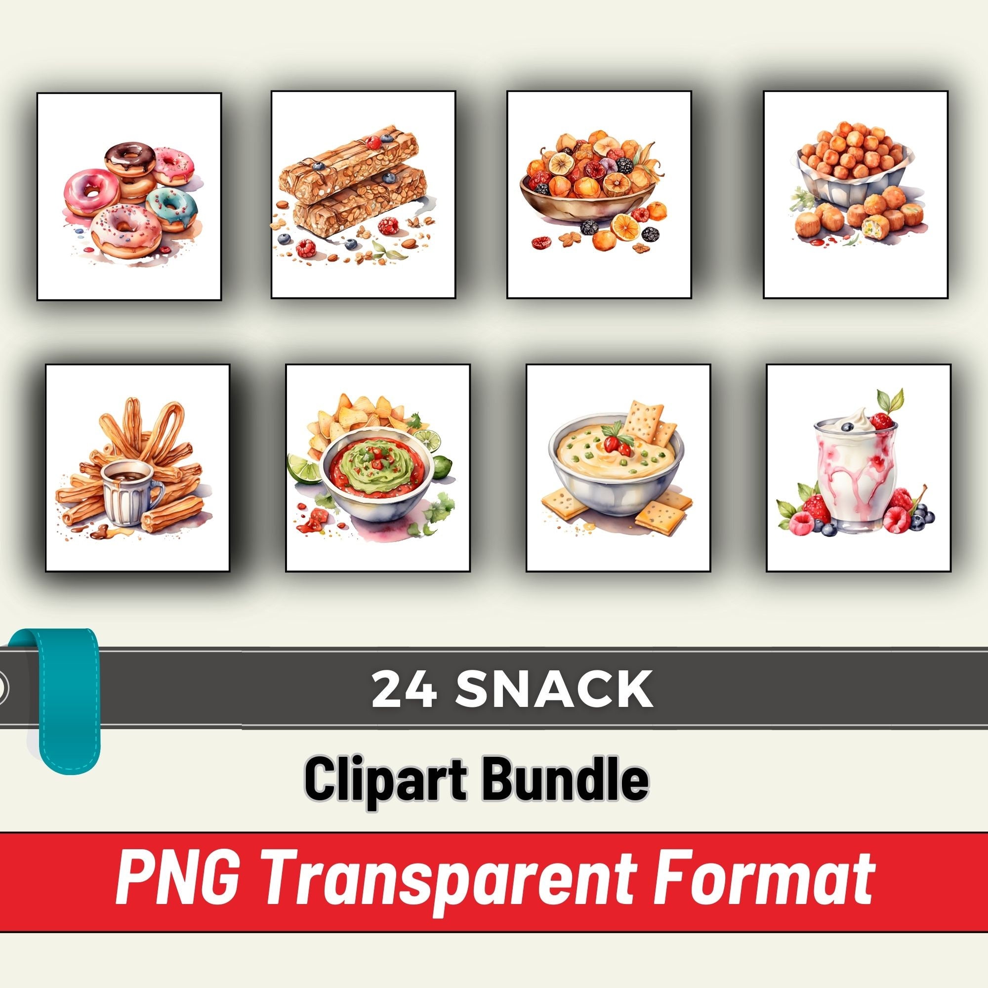 Snack Clipart, Fastfood Clipart PNG Bundle, 24 PNG SNACK Clipart Bundle ...