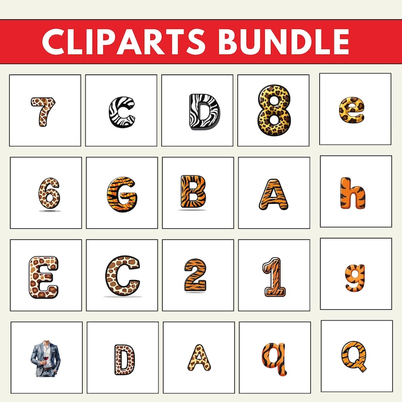 Animal Print Alphabet PNG Bundle,safari Letters Clipart A-z,jungle ...